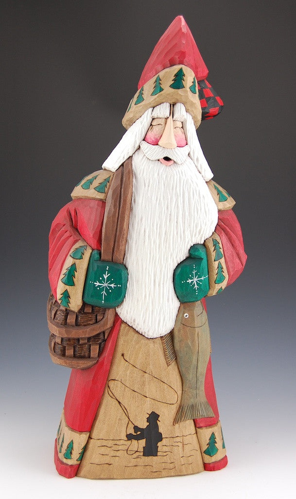 18 inch Fly Fisherman Santa by Dave Francis | santas.com