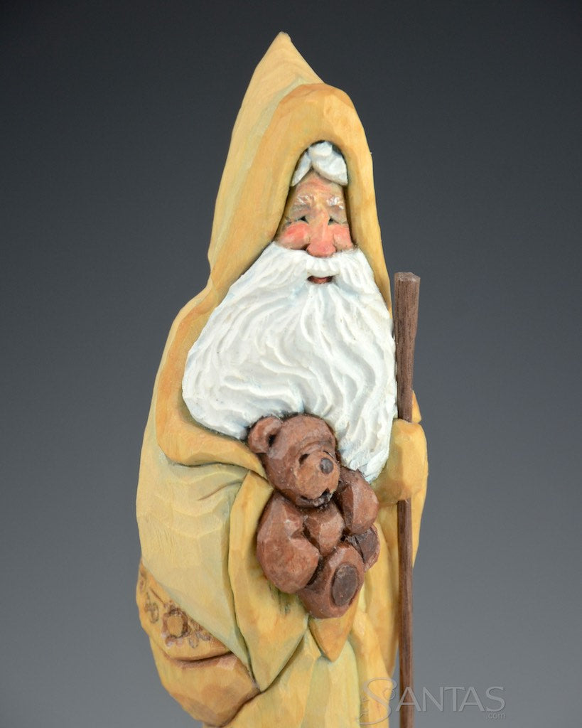 Natural Tone Santa Carving with Lantern and Satchel by Ellis Olson ...