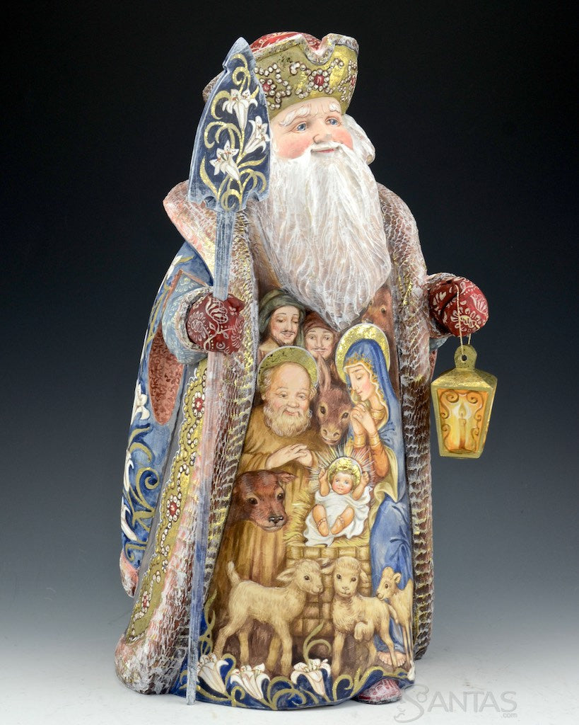 Russian Santa with Nativity Scene and Virgin Mary | santas.com